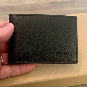 Coach | Bags | Coach Mens Black Calf Leather Removable Id Bifold Insert ...